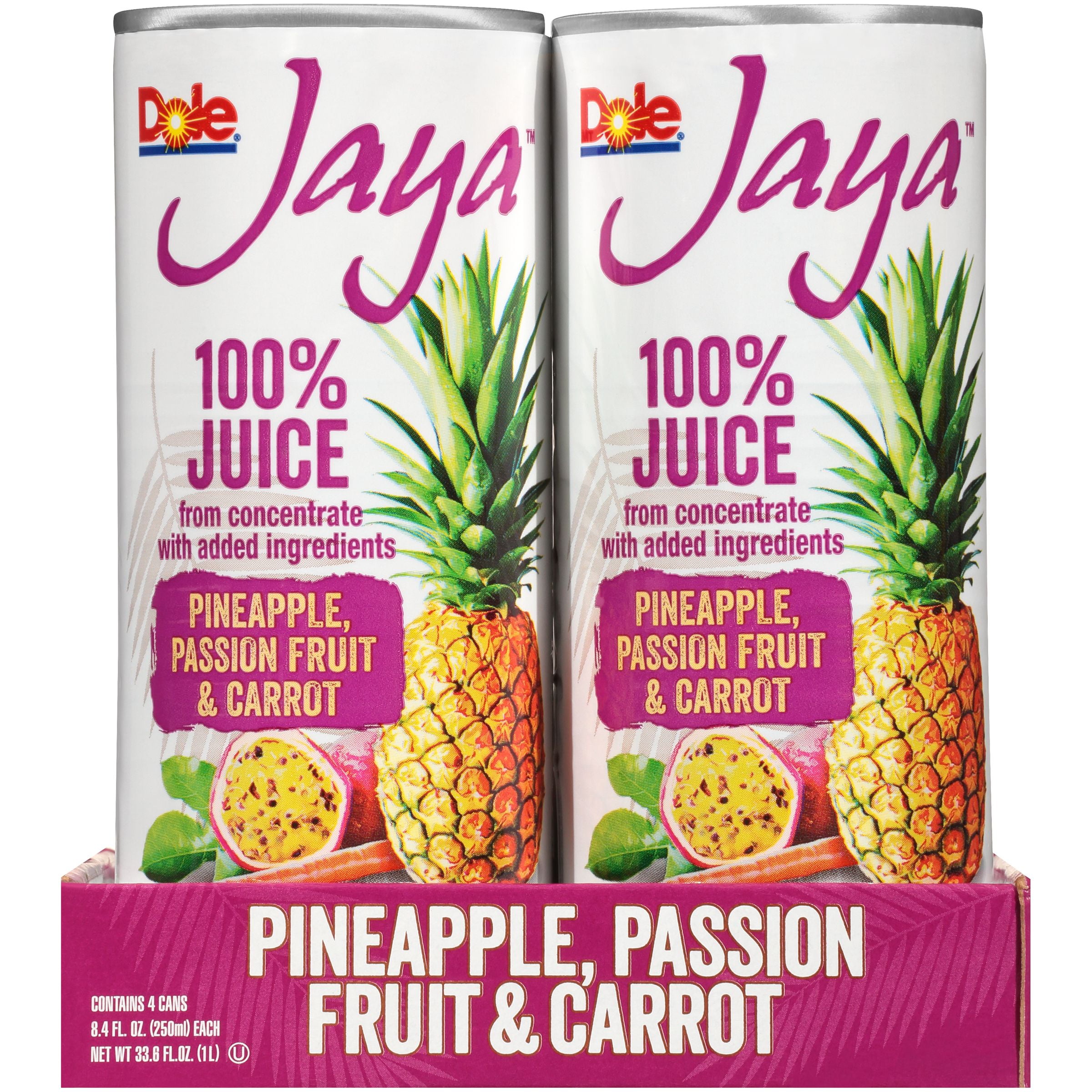 Dole Jaya 100% Pineapple, Passion Fruit & Carrot Juice, Tropical Juice ...