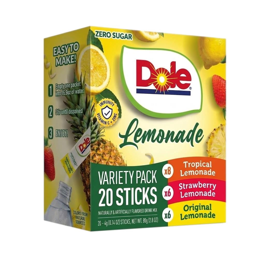 Dole Lemonade Variety Pack Drink Mix Sticks, Zero Sugar, Tropical ...