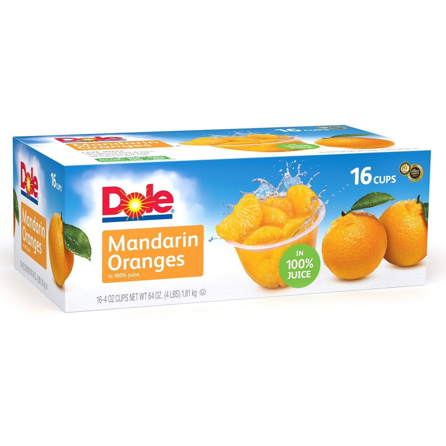 Dole Mandarin Orange Bowl, 4oz Cup (Pack of 16 Cups, Total of 64 Oz ...
