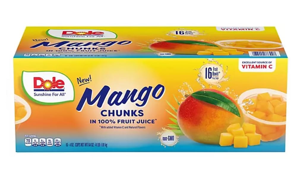Dole Mango Chunks Fruit Cups in 100% Juice, 4 Ounce Cups (16-Count ...