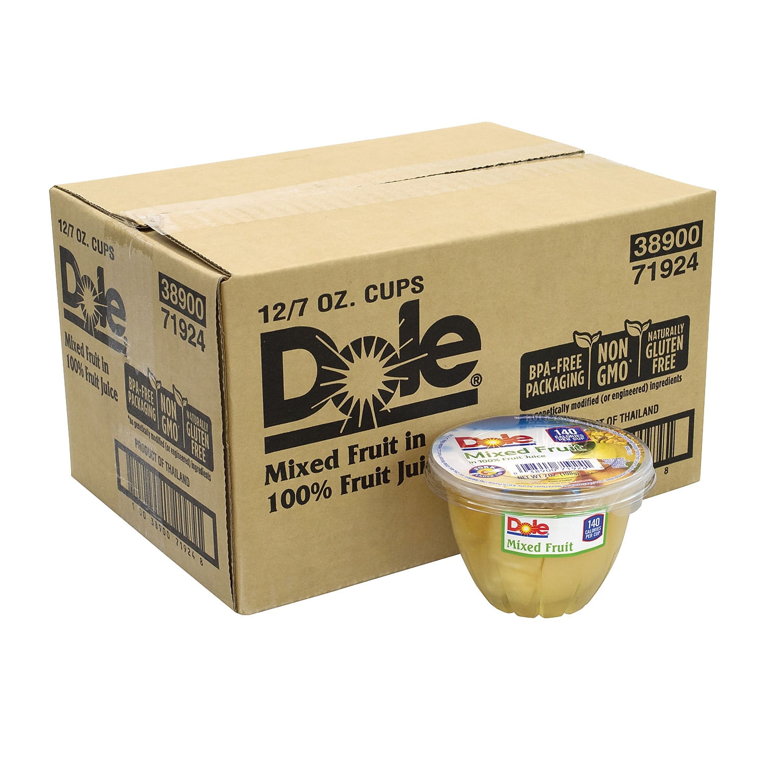 Dole Mixed Fruit Cups 12-Pack, Pineapple, Pears, Peaches in 100% Juice ...