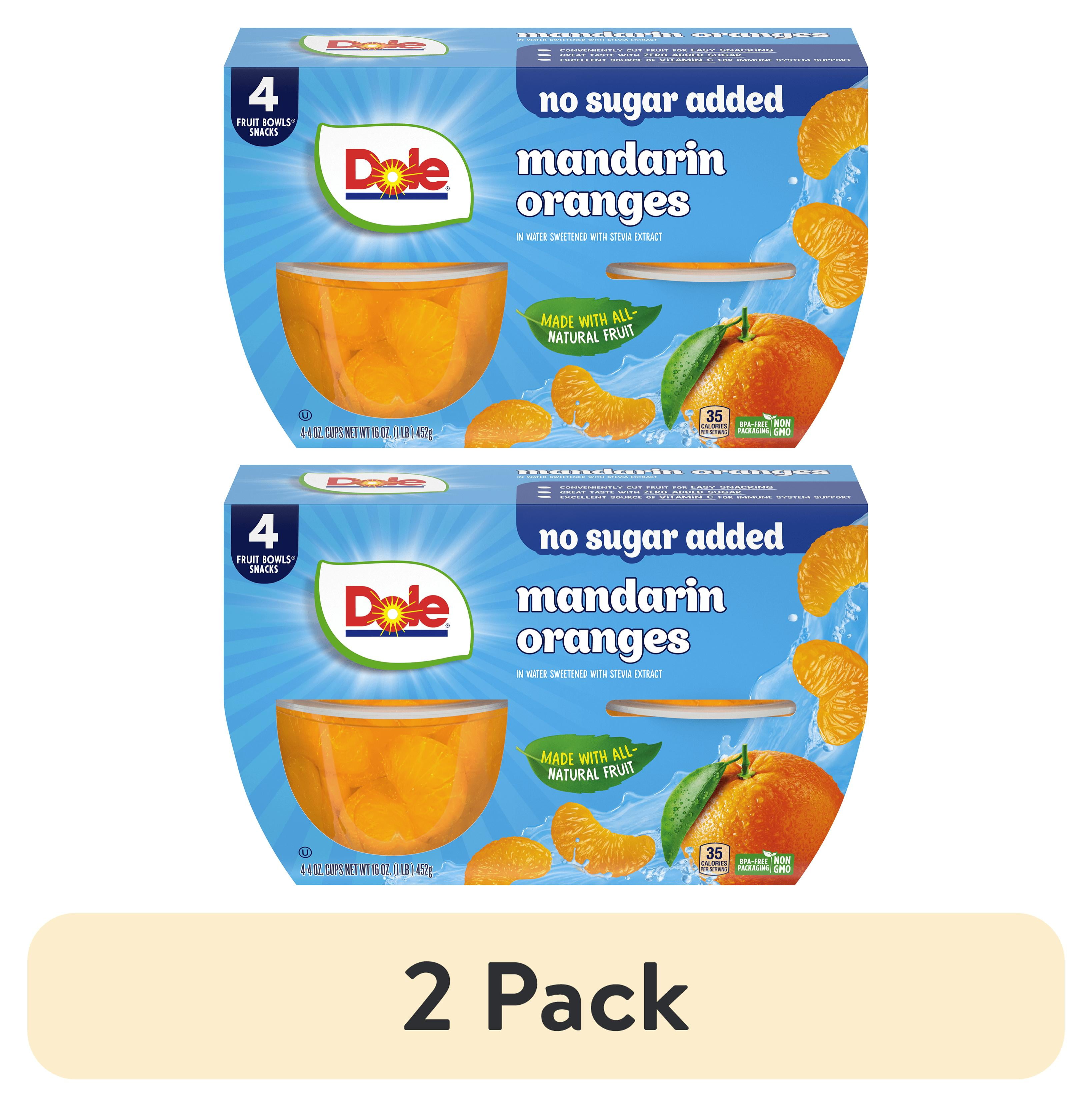(2 pack) Dole Fruit Bowls No Sugar Added Mandarin Oranges in Water, 4 ...