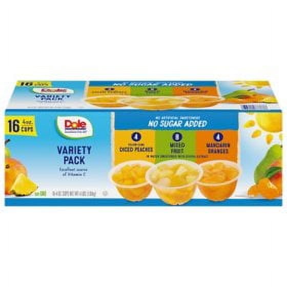 Dole No Sugar Added Mixed Fruit Variety Pack, 4 oz., 16 count. Pack of ...