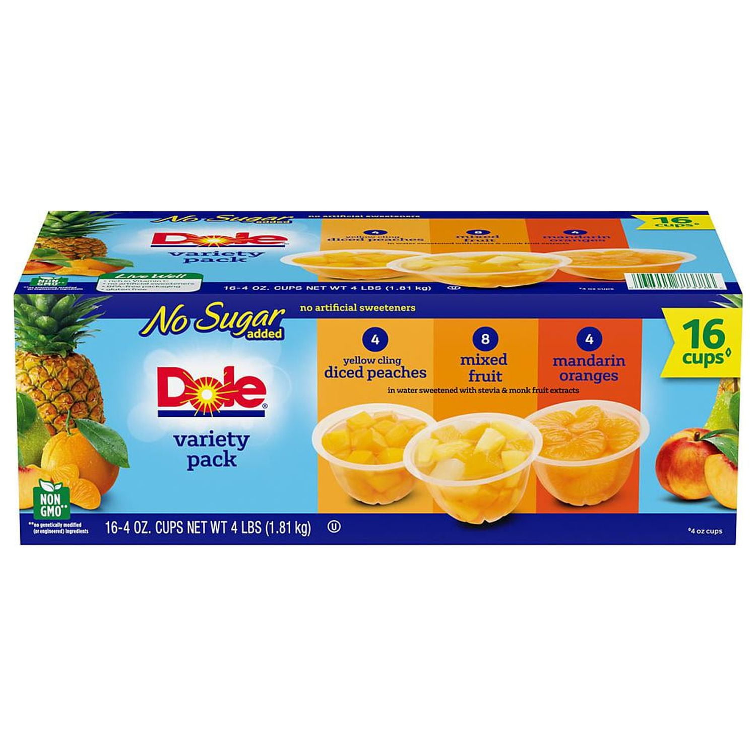 Dole No Sugar Added Mixed Fruit Variety Pack (4 oz., 16 pk.) - Walmart ...