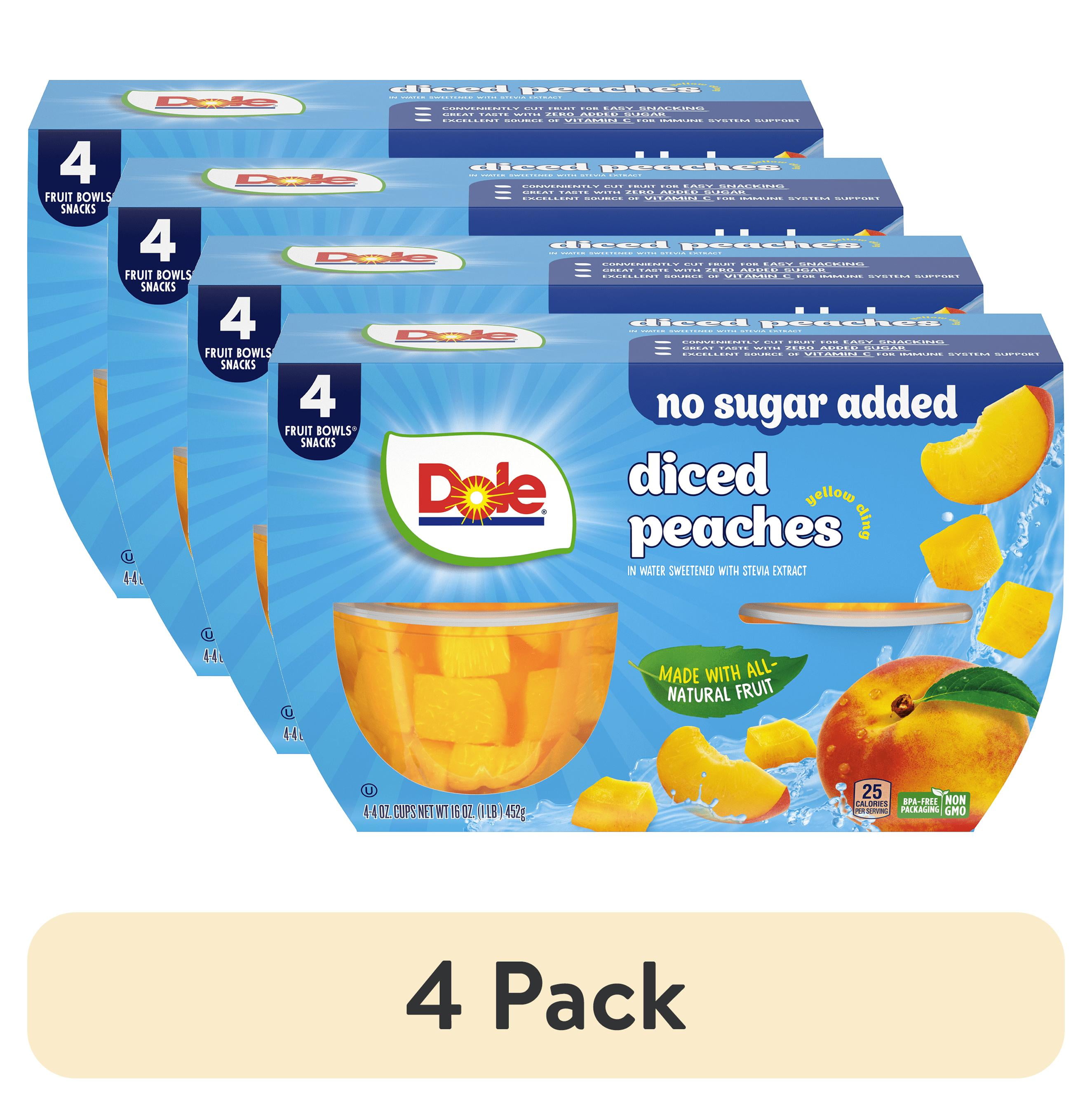 (4 pack) Dole Fruit Bowls No Sugar Added Yellow Cling Diced Peaches in ...