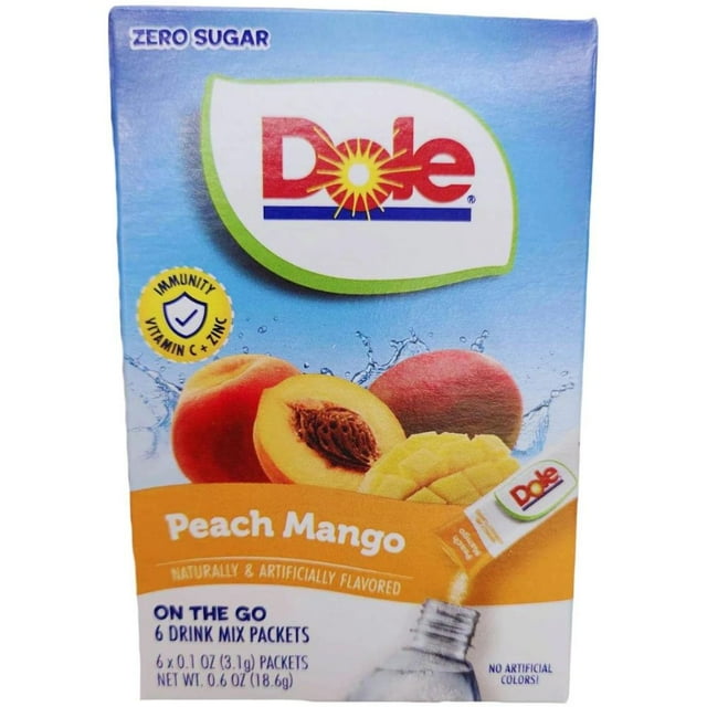 Dole Peach Mango Singles-to-Go Sugar-Free Drink Mix Packets (Pack of 6 ...