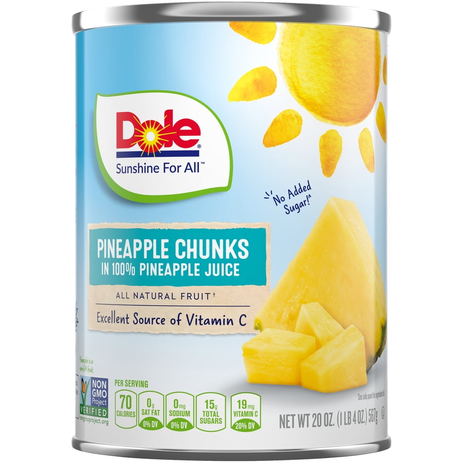 Dole Pineapple Chunks in 100% Pineapple Juice, 20 oz Can - Walmart.com