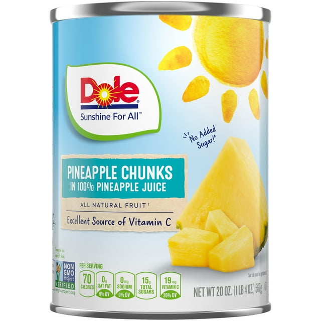 Dole Pineapple Chunks in 100% Pineapple Juice, 20 oz Can - Walmart.com