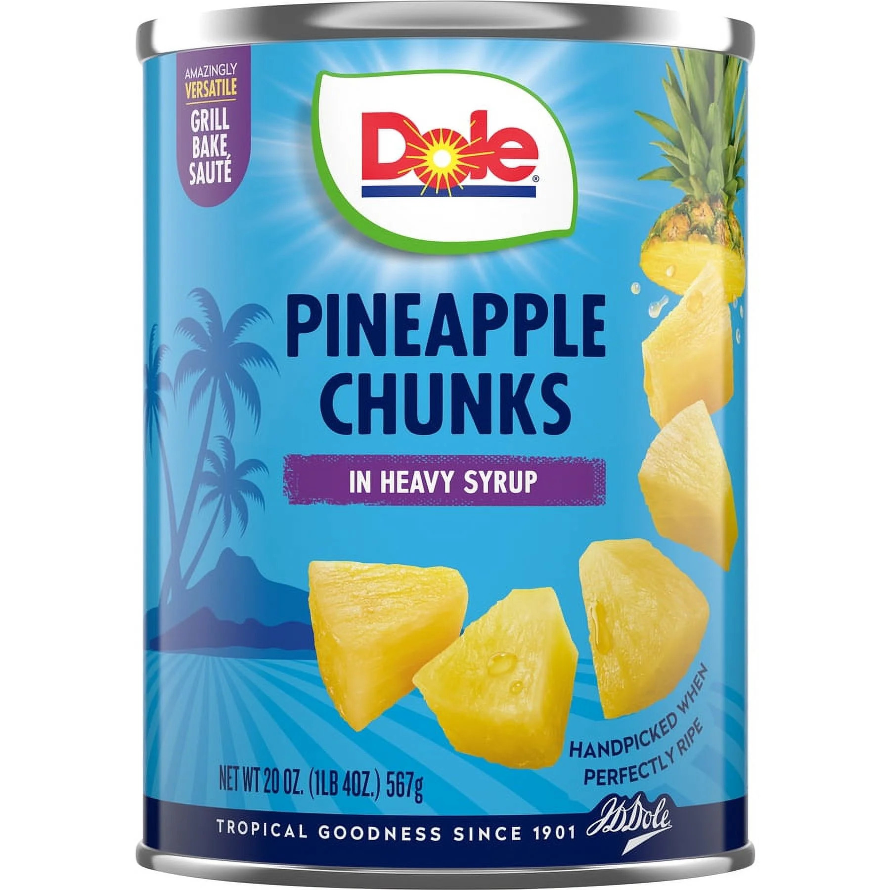 Dole Natural Pineapple Chunks in Heavy Syrup, Rich in Vitamin C, 20 oz ...