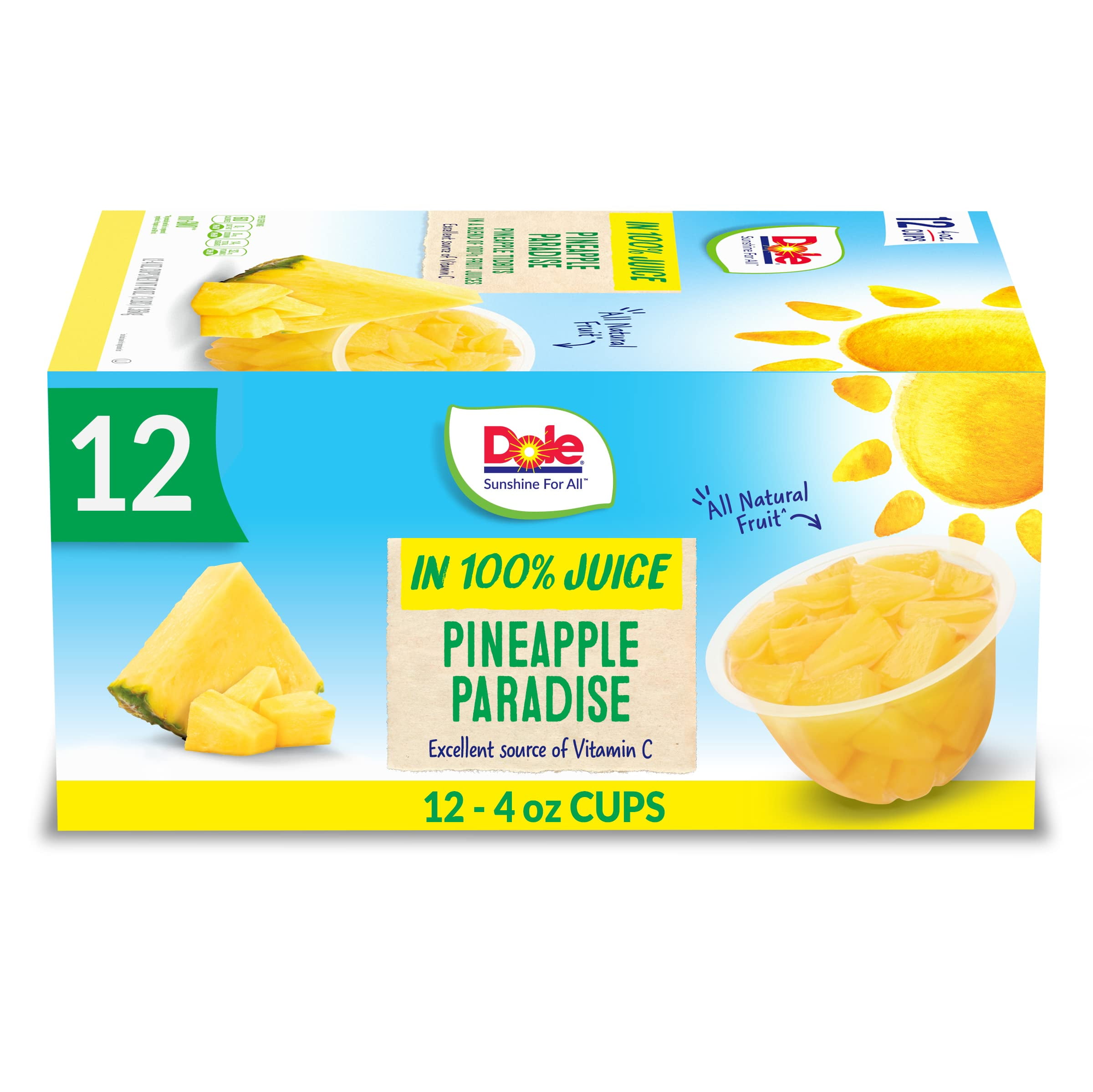 Dole Pineapple Paradise Pineapple SR25 Tidbits in a Blend of 100% Fruit ...
