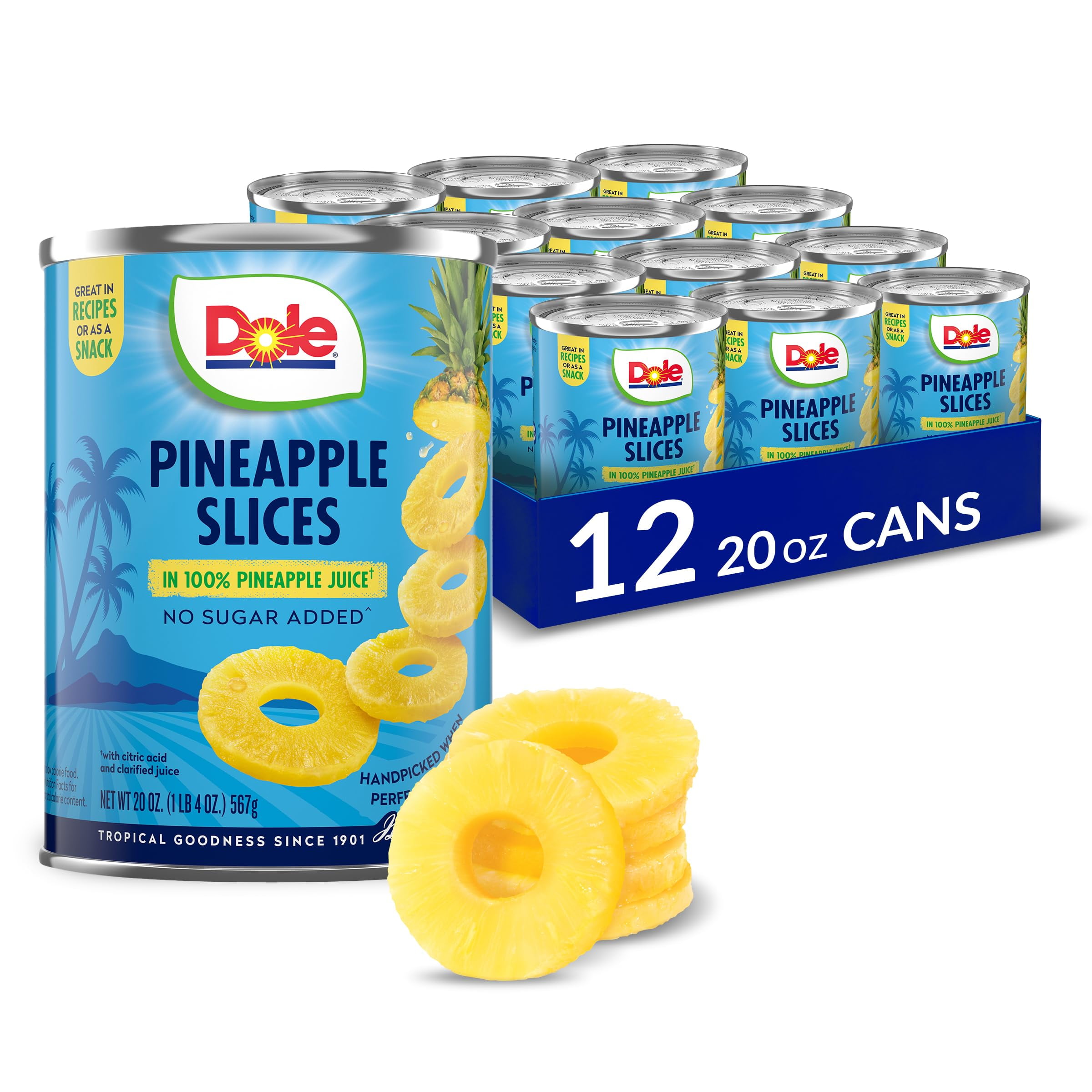 Dole Pineapple Slices in 100% Pineapple KKS1 Juice with No Sugar Added ...