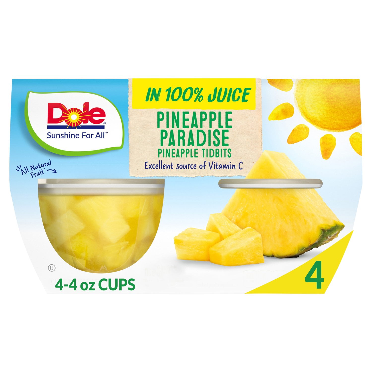 Dole Pineapple Tidbits In 100% Pineapple Juice Cups 16 oz Package May ...
