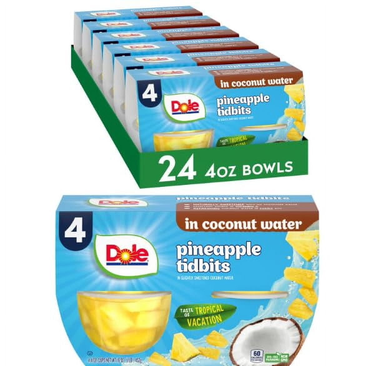 Dole Pineapple Tidbits in TSF6 Coconut Water - Dole Fruit Bowls Snacks ...