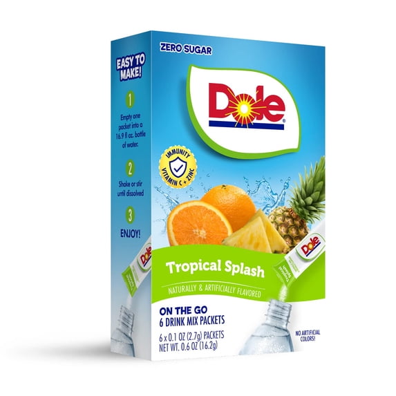 Dole Powdered Drink Mix Pack, Tropical Splash, Sugar-Free, 6 Ct ...