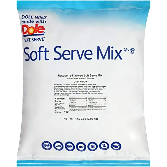 Dole Raspberry Soft Serve Mix, Dairy and Gluten Free, 4.60 Pound Bag ...
