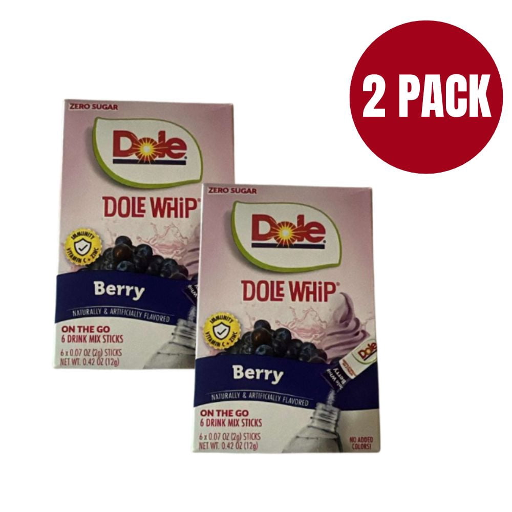 Dole Whip Berry On-The-Go Drink Mix (2 Pack) – Zero Sugar Powder Sticks ...