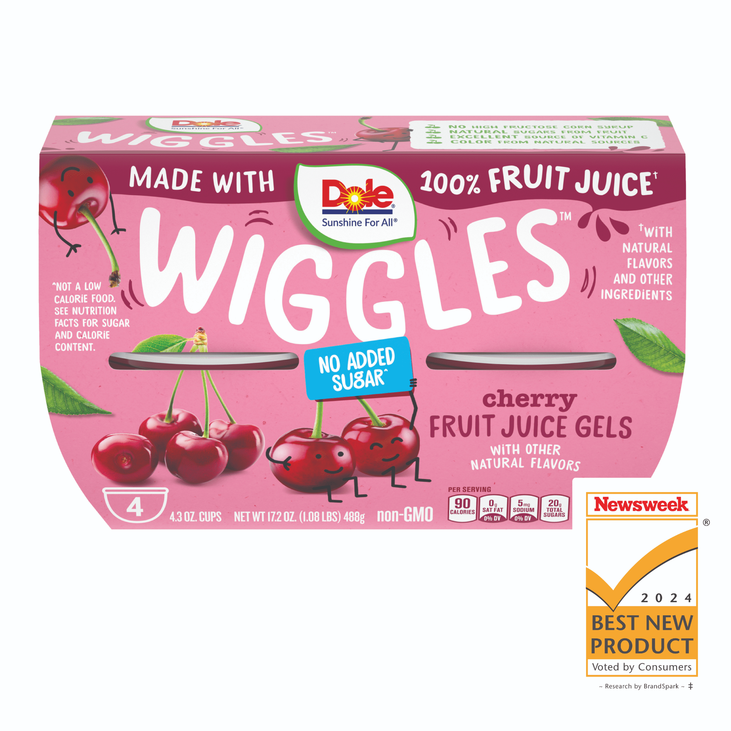 Dole Wiggles Cherry Fruit Juice Gels, 4.3 oz (4 Cups) - Walmart.com