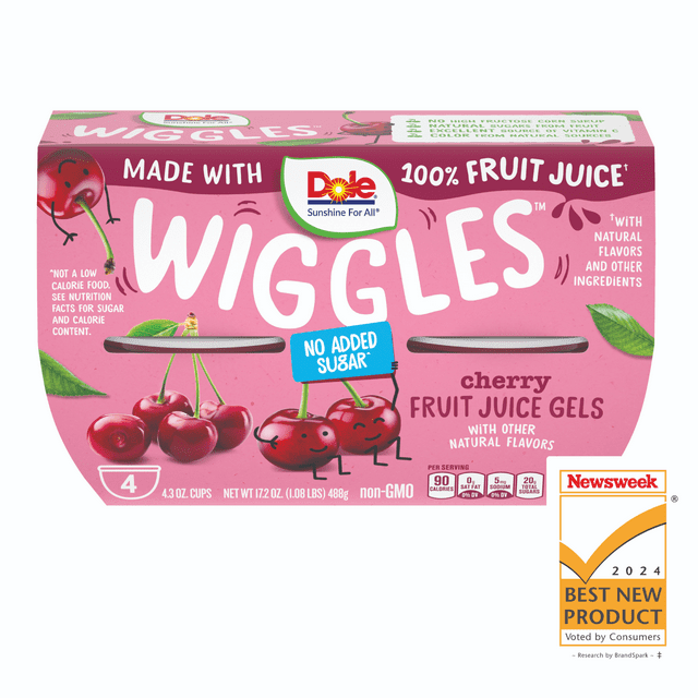 Dole Wiggles Cherry Fruit Juice Gels, 4.3 oz (4 Cups) - Walmart.com