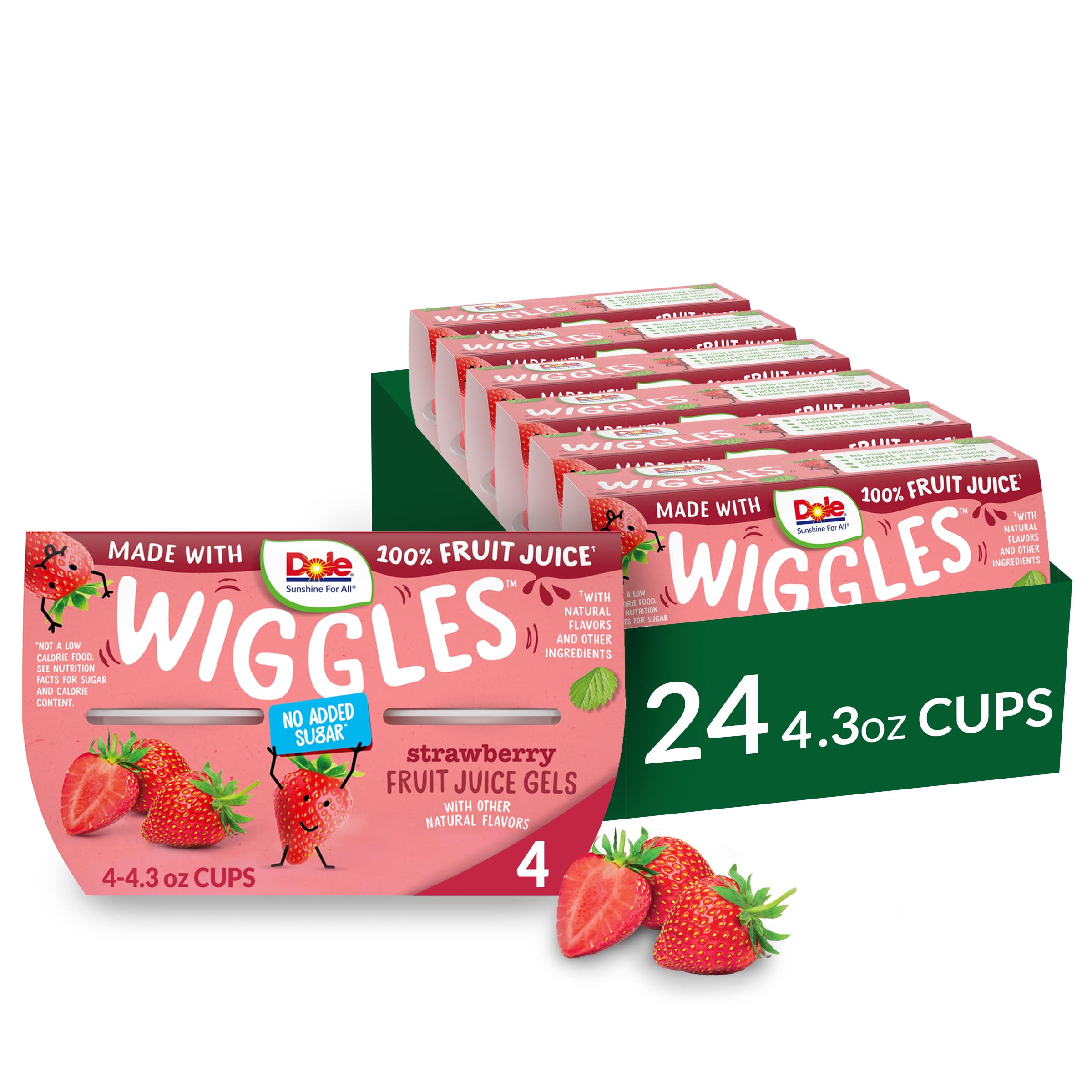 Dole Wiggles No Sugar ZS23 Added Strawberry Fruit Juice Gels Snacks, 4 ...