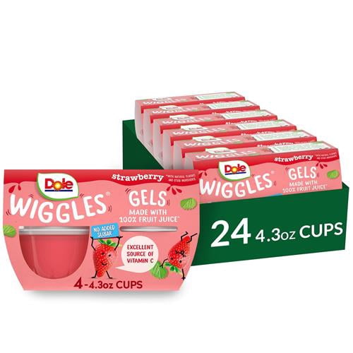 Dole Wiggles No Sugar Added Strawberry Fruit Juice Gels Snacks, 4.3Oz ...