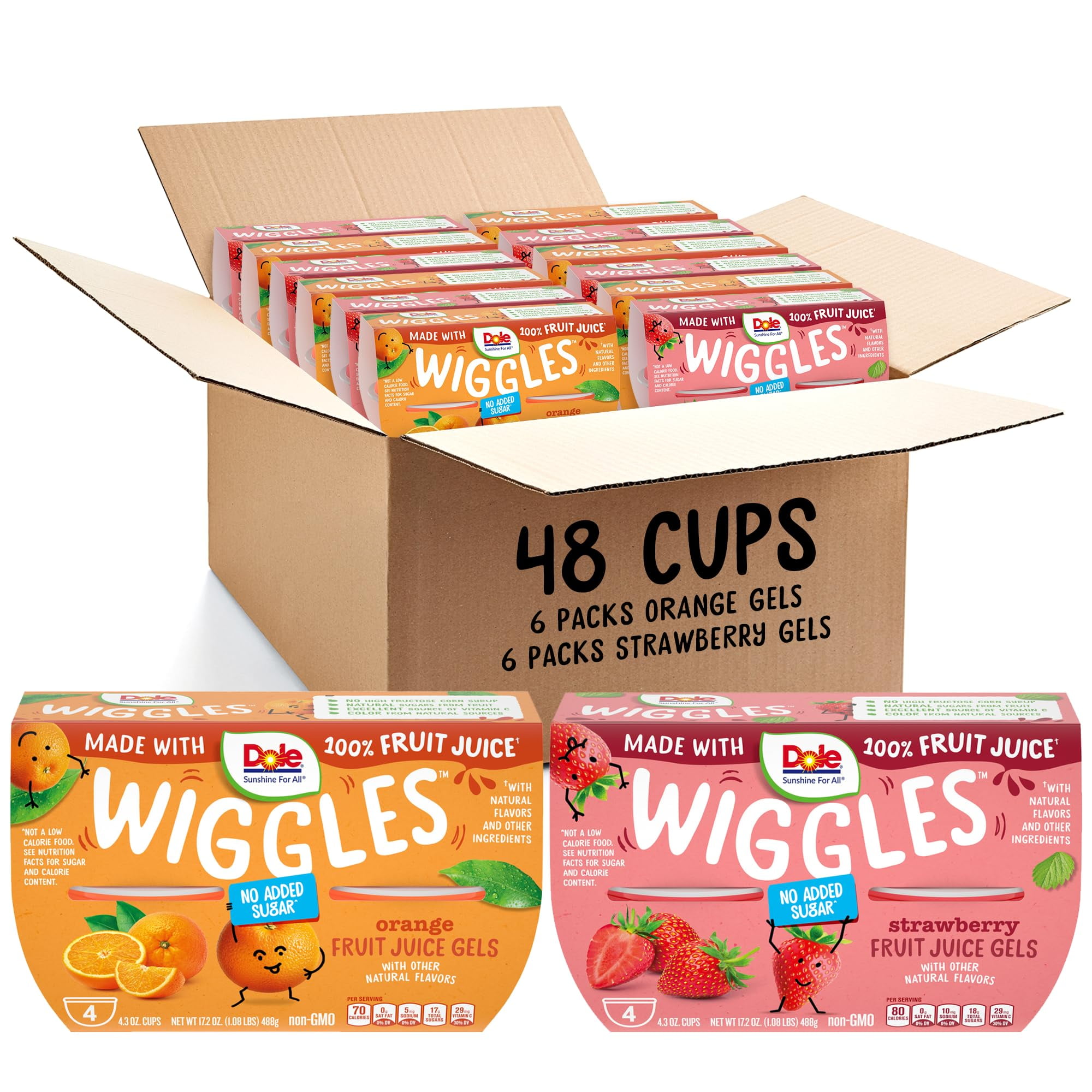 Dole Wiggles No Sugar Added Strawberry & Orange Fruit Juice Gels Snacks ...