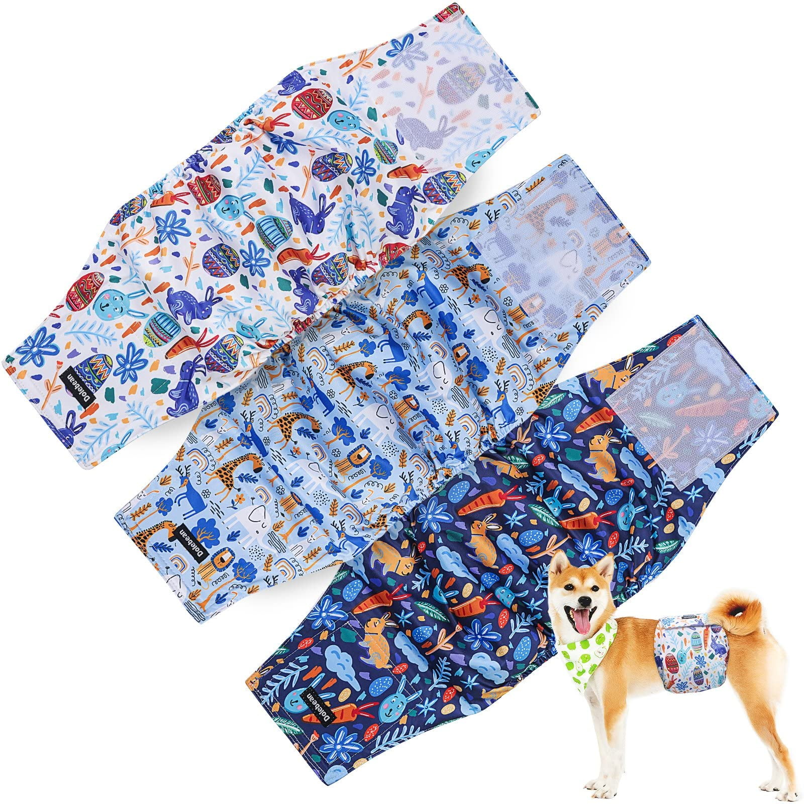 Dolebean Reusable Male Dog Diapers, Belly Bands for Puppies, Size M ...