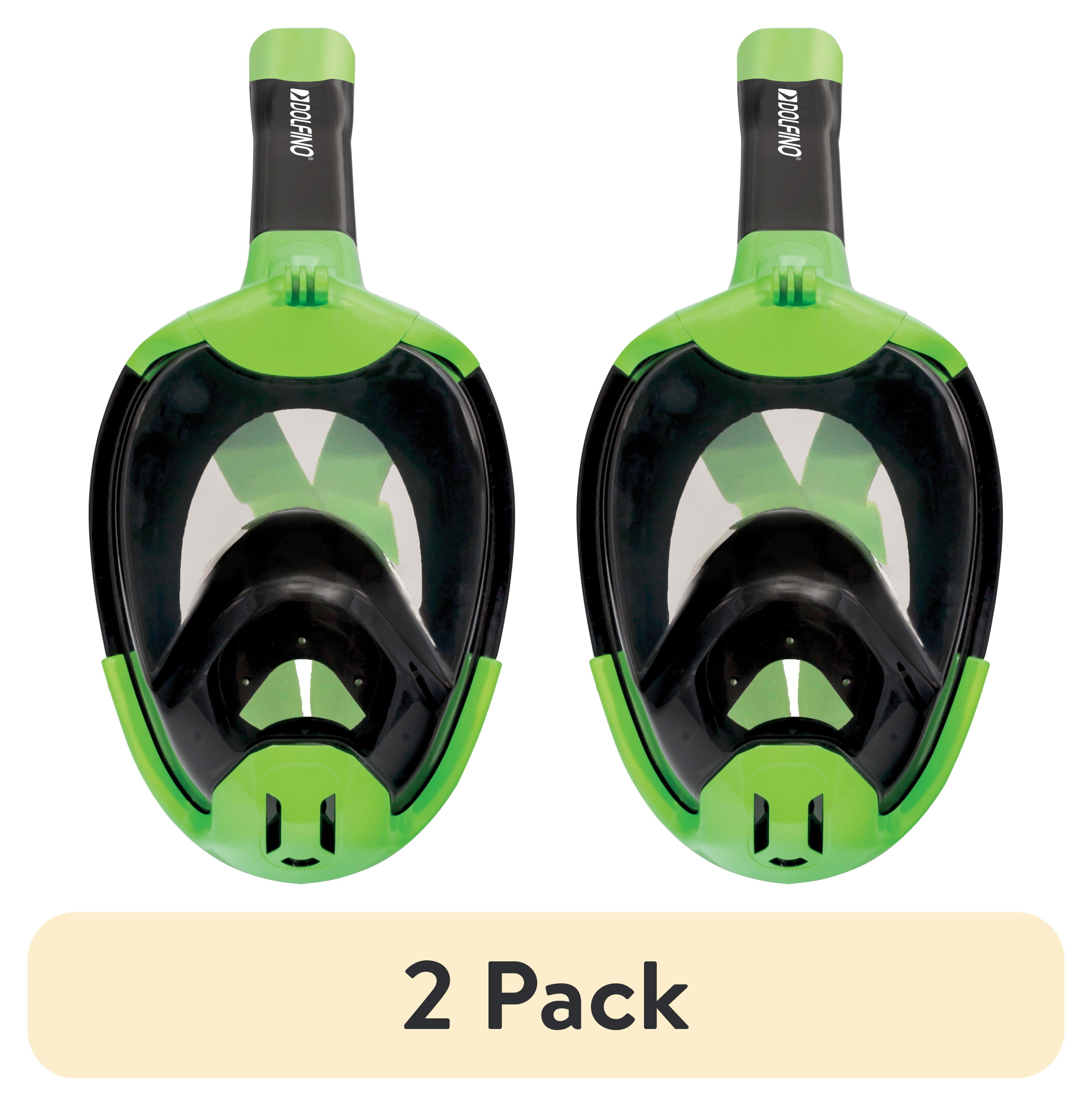 (2 pack) Dolfino Adult Full-Face Tinted Snorkel Mask, L/XL, Green ...