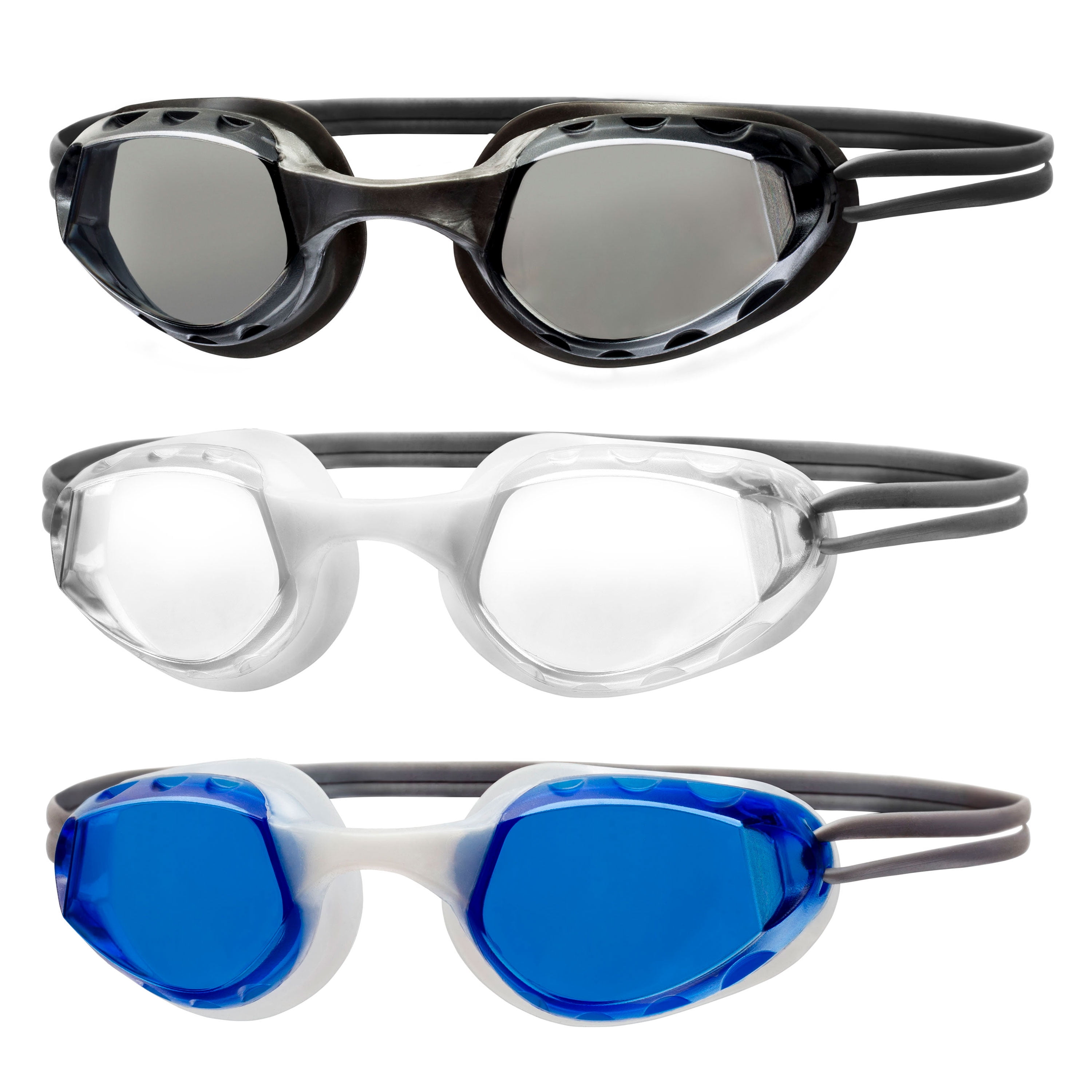 Dolfino Recreational Swim Pacesetter Adult Swim Goggle (3 Pack), Multi ...