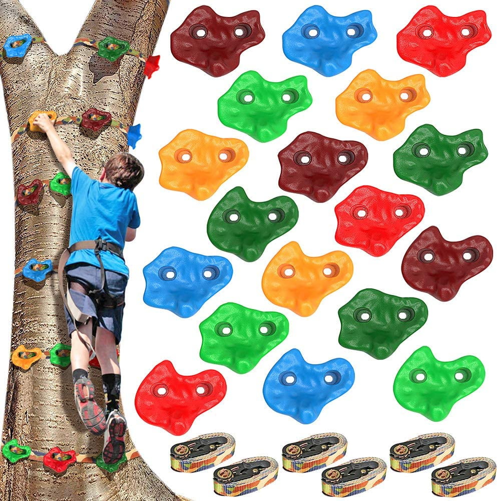 Dolibest 18 Ninja Tree Climbing Holds for Kids, Large Climbing Rocks ...