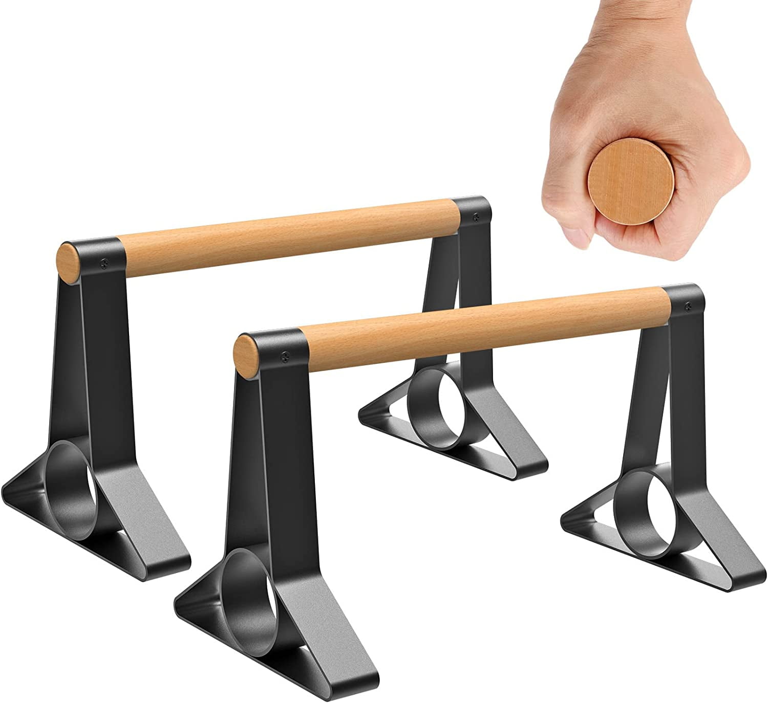 Dolibest Push Up Bar, 12'' High Parallettes Bars with Wooden Handles ...