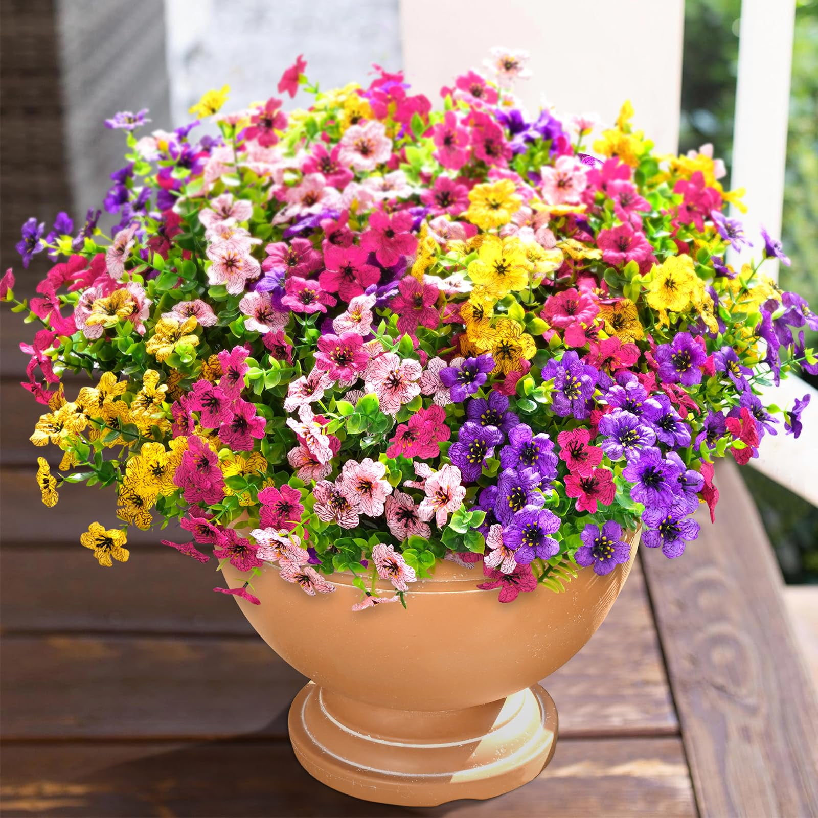 Lyacmy 18 Bundles Artificial Flowers for Outdoors UV Resistant Fake ...