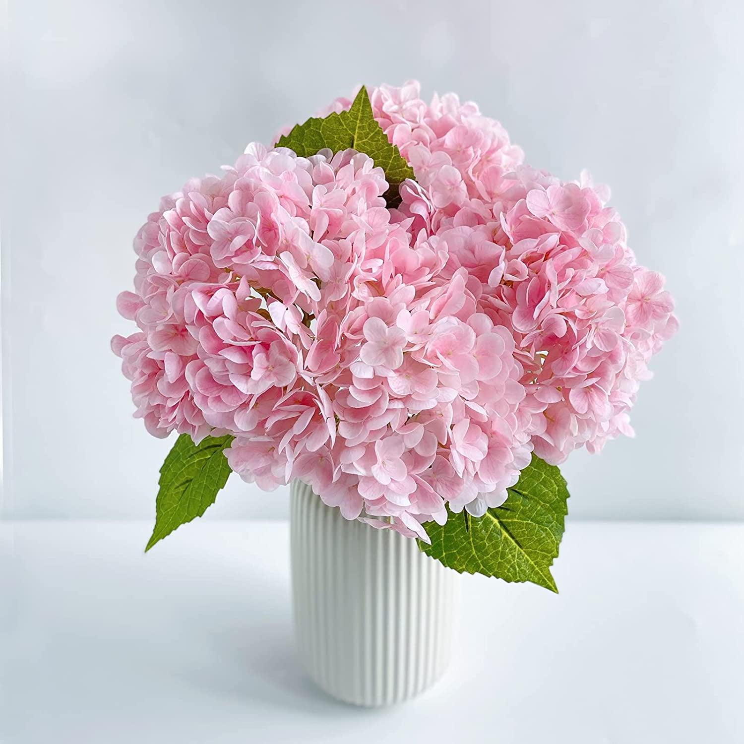 Dolicer 3 Pcs Real Touch Hydrangea Artificial Flowers, 21" Pink Fake ...