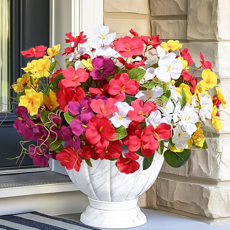 Dolicer 6 Bundles Look Real Artificial Flowers for Outdoors, UV ...