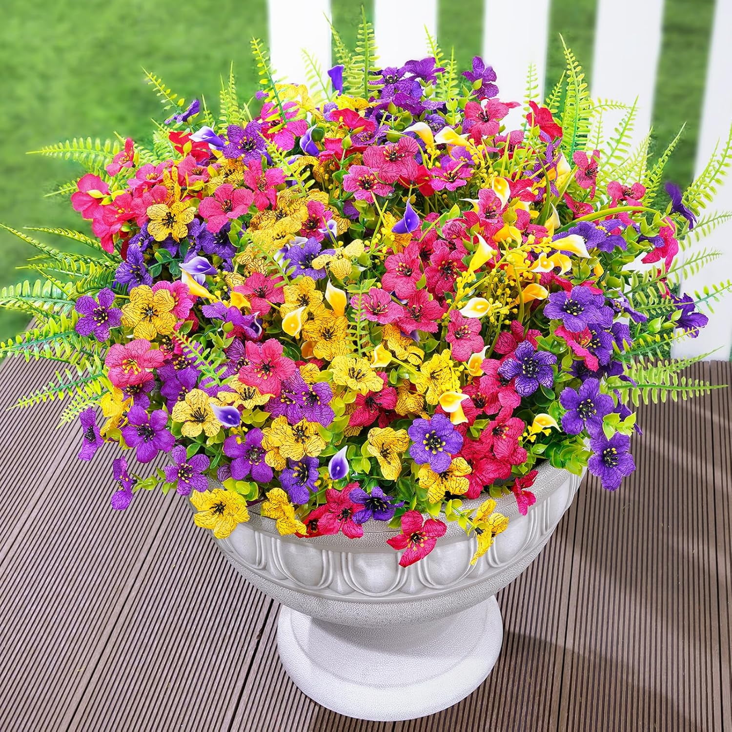 Lyacmy 14 Bundles Artificial Flowers for Outdoors,UV Resistant ...