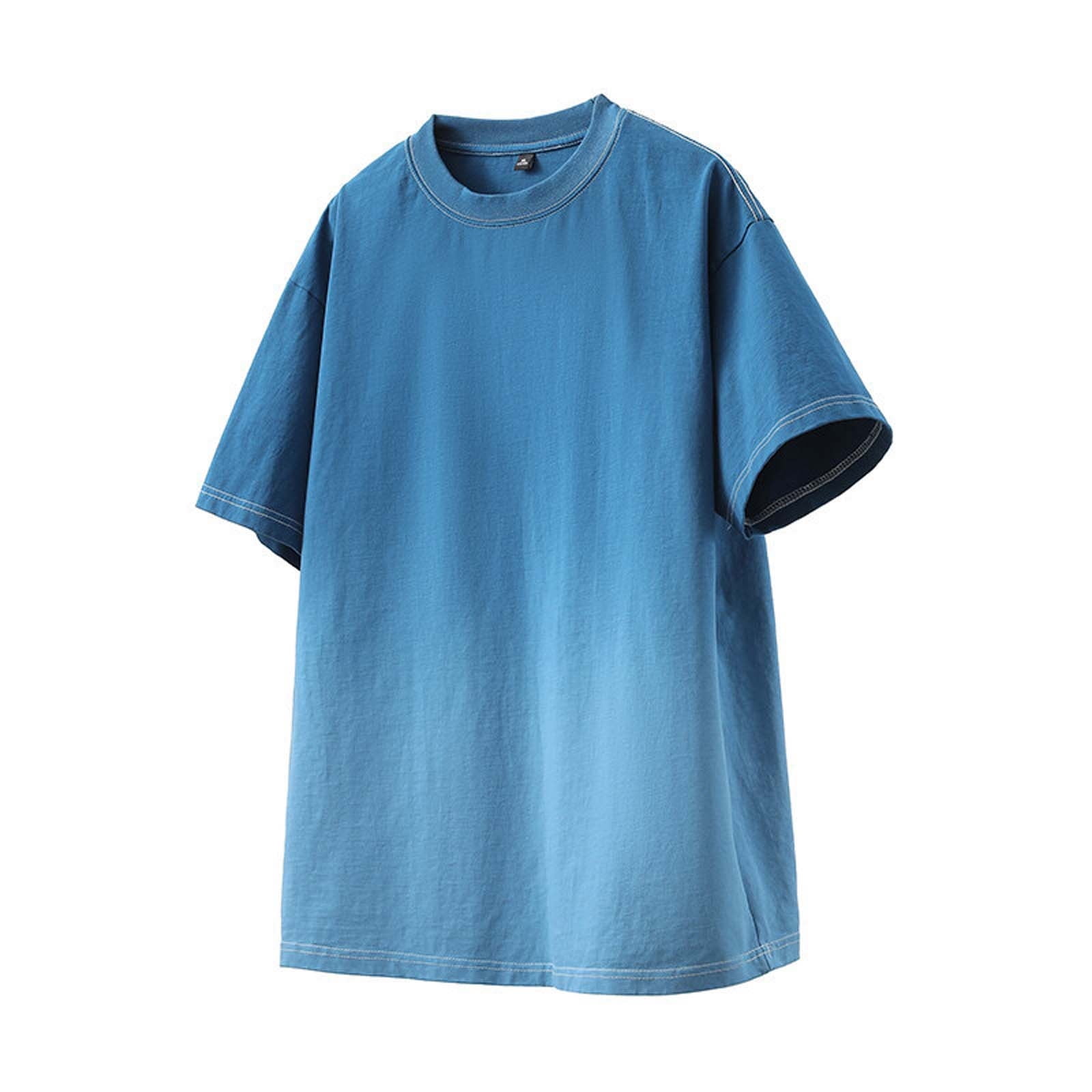 Dolkfu Active Tee Shirts Men Cotton Short Sleeve Washed Gradient Color ...