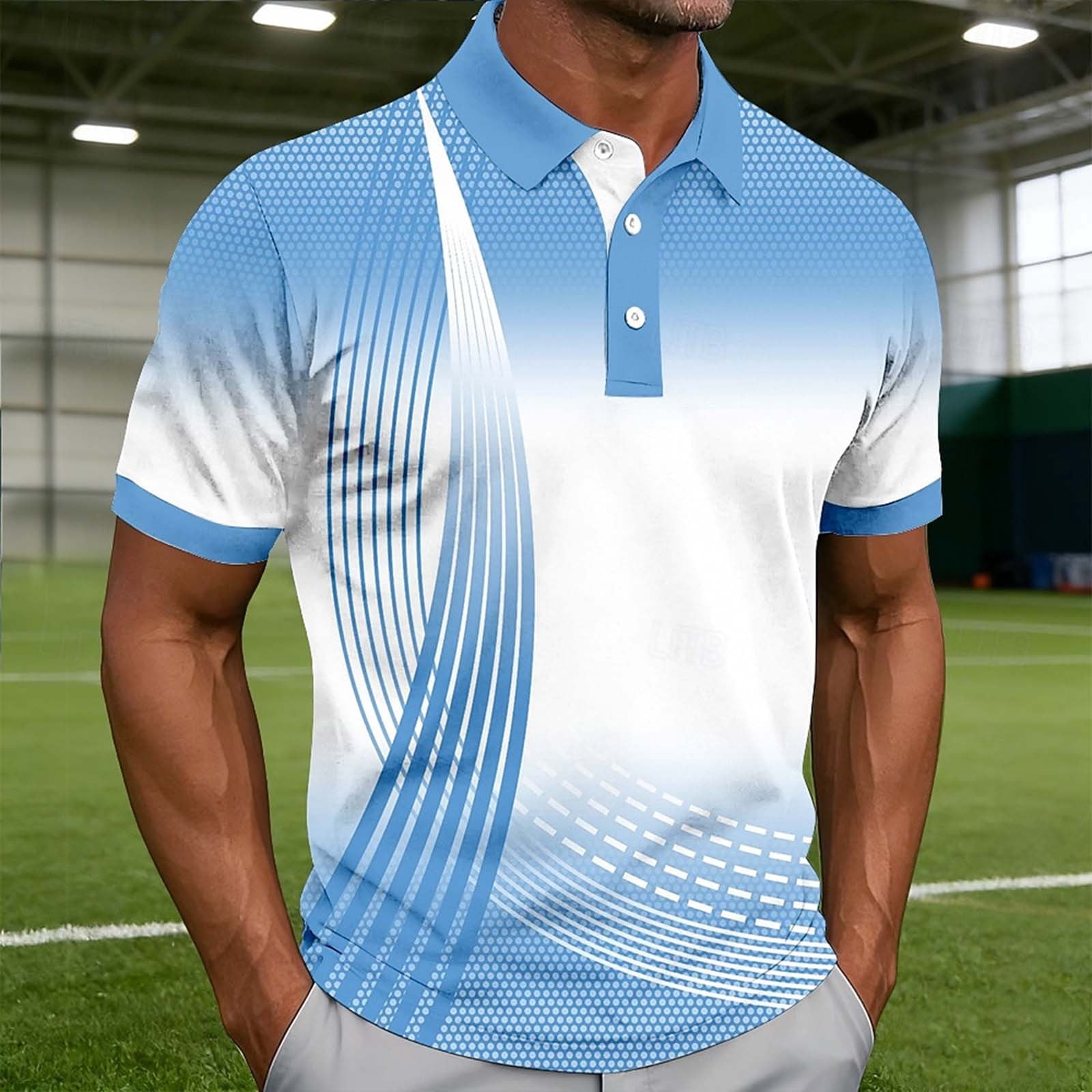 Dolkfu Artistic Dress Shirts for Men Collared Button Blue Short Sleeve ...