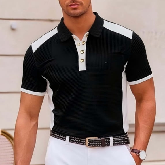 Dolkfu Black Button-up Shirts for Men Short Sleeve Minimalist Short ...