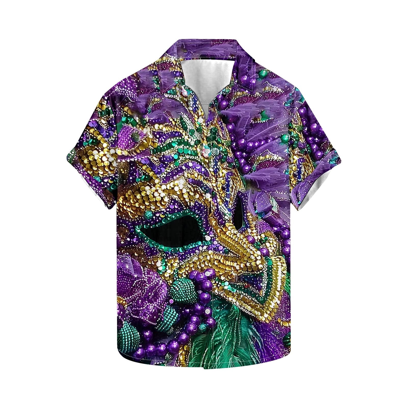 Dolkfu Bowling Shirts for Men Mardi Gras Short Sleeve Stretch Graphic Novelty Tropical Button Up ...