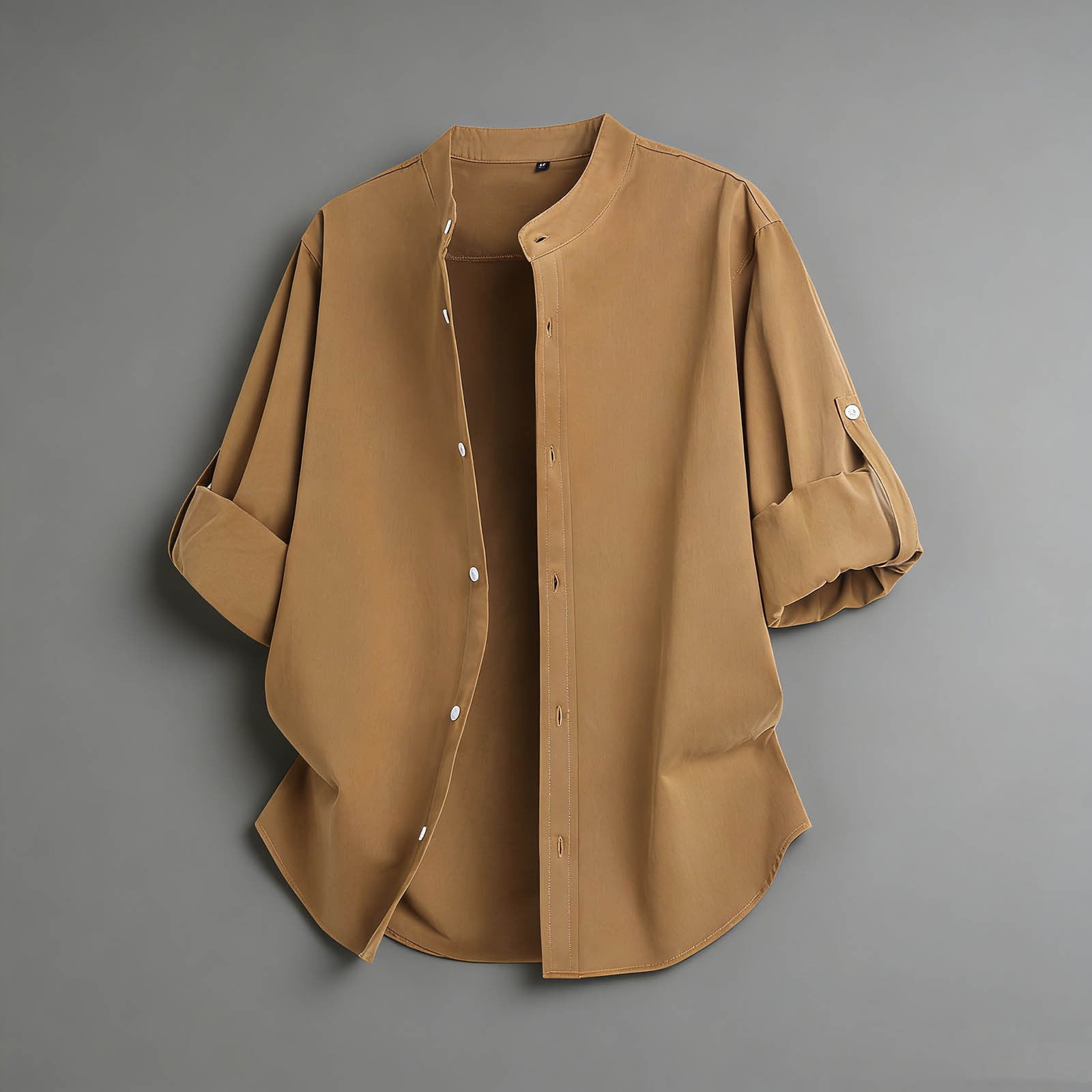 Dolkfu Business Men Shirts Button Down Band Collar Shirt Classic Fit ...