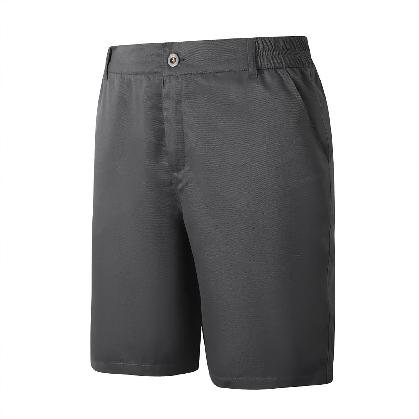 Dolkfu Business Shorts for Men Twill Zipper Dress Shorts Elastic Waist ...