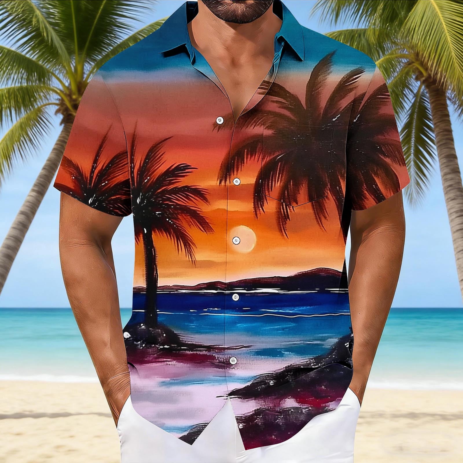 Dolkfu Button Down Summer Shirts for Men Tropical Graphic Shirt Short ...