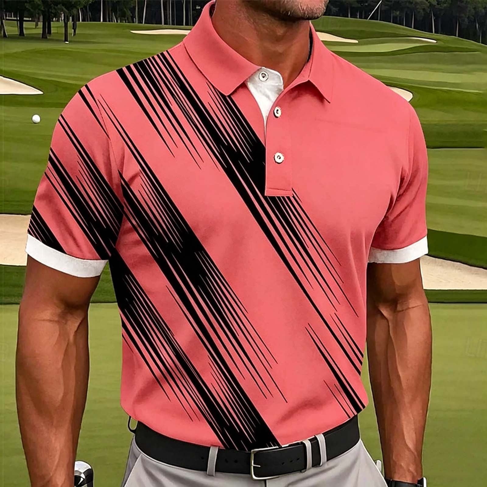 Dolkfu Button Shirts for Men Collared Short Sleeve Red Refreshing Tops ...