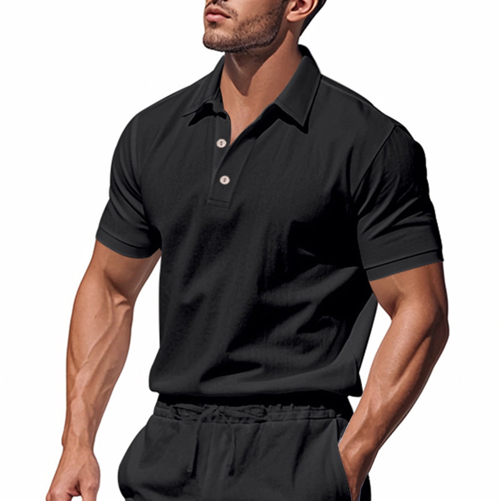 Dolkfu Casual Mens Shirt Solid Short Sleeve Classcic Fit Vintage Po-lo ...