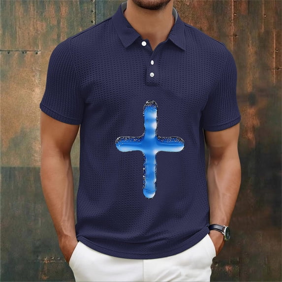 Dolkfu Collared Polos Shirts for Men Big And Tall Blue Short Sleeve The ...