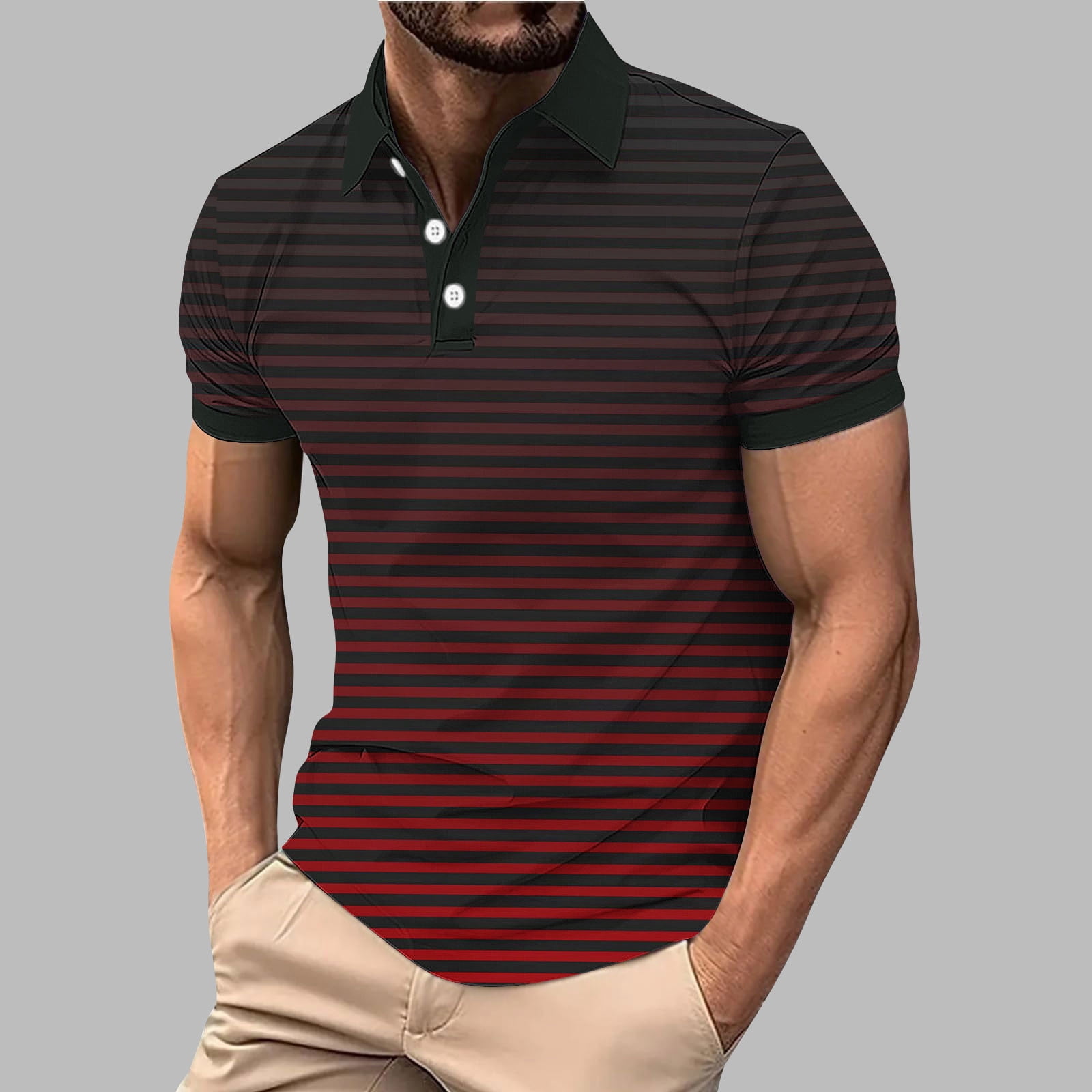 Dolkfu Collared True Classic Tees Men French Chic Short Sleeve Red ...