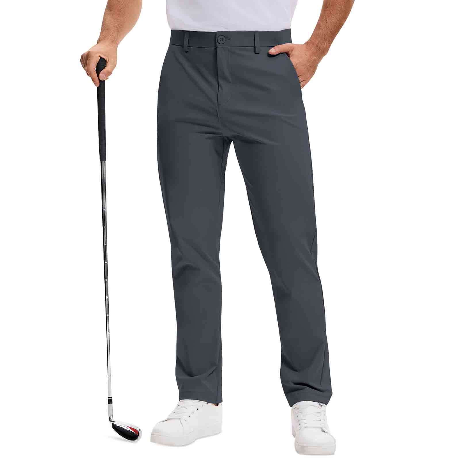 Dolkfu Flat Front Mens Pants Casual Business Golf Gray Dress Pants ...