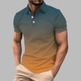 Dolkfu Gradient Shirts for Men Brown Button Short Sleeve Collared Tops ...