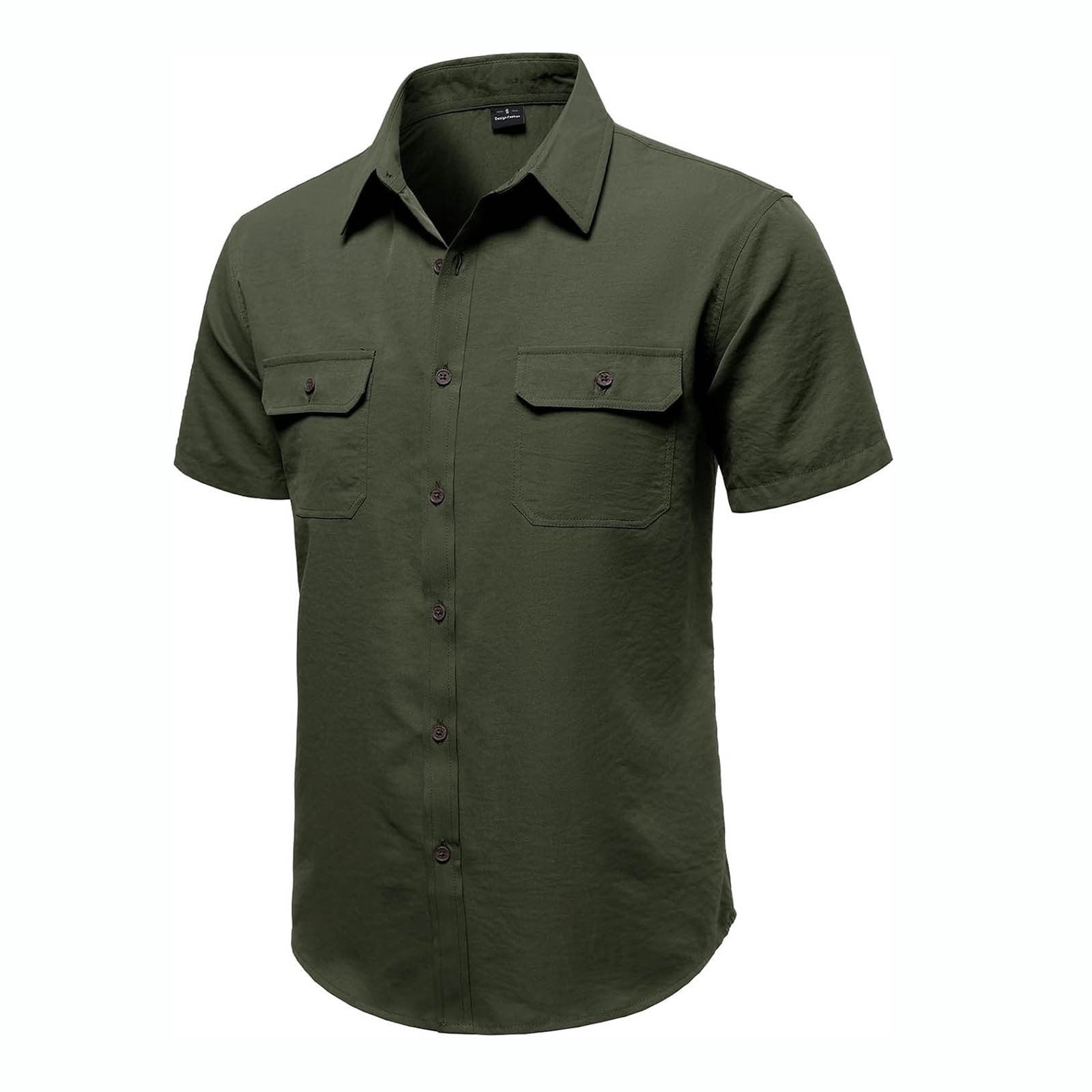Dolkfu Green Button-up Shirts for Men Short Sleeve Button Collared ...