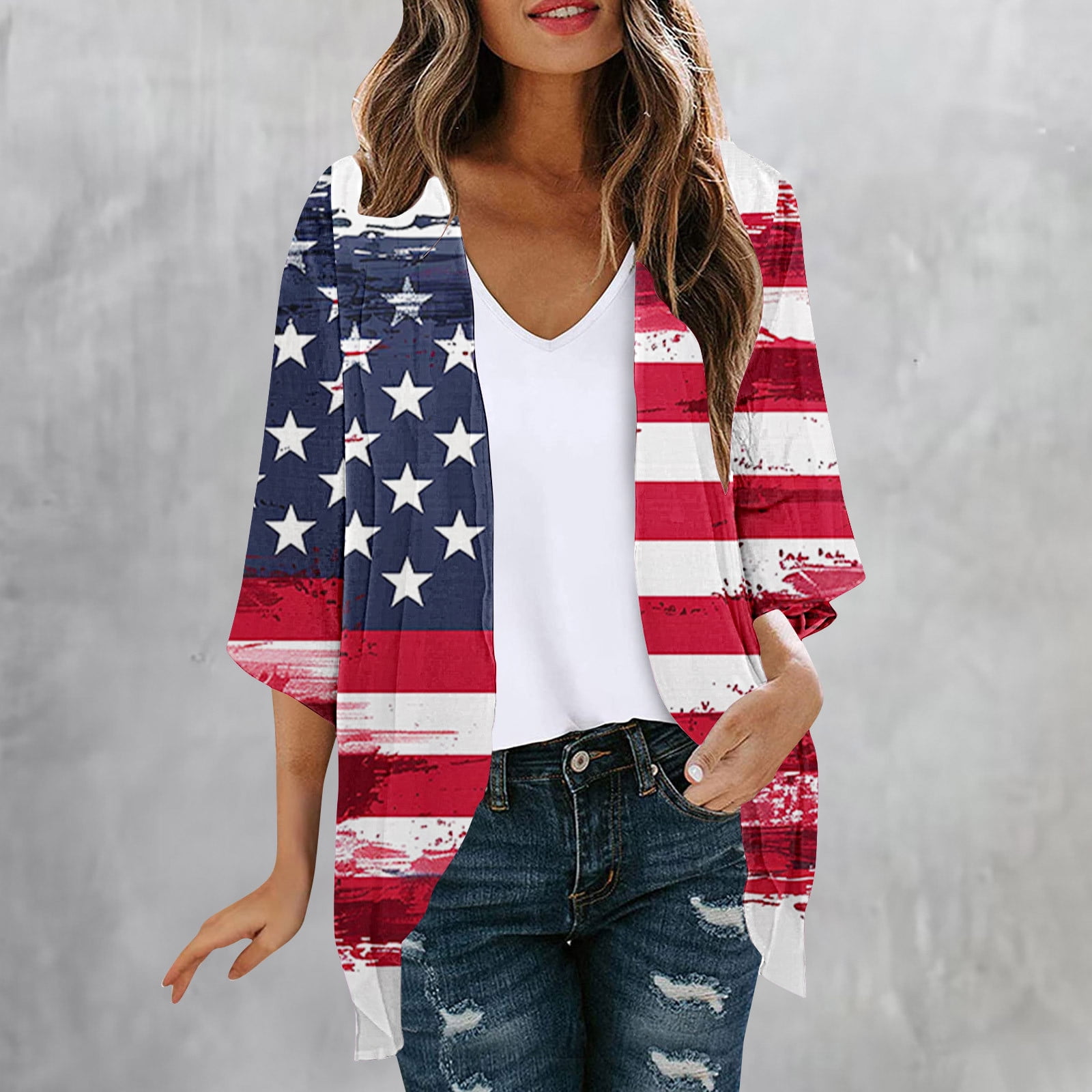 Dolkfu Kimonos for Women Beach Swimsuit Independence Day Cover-up Women ...