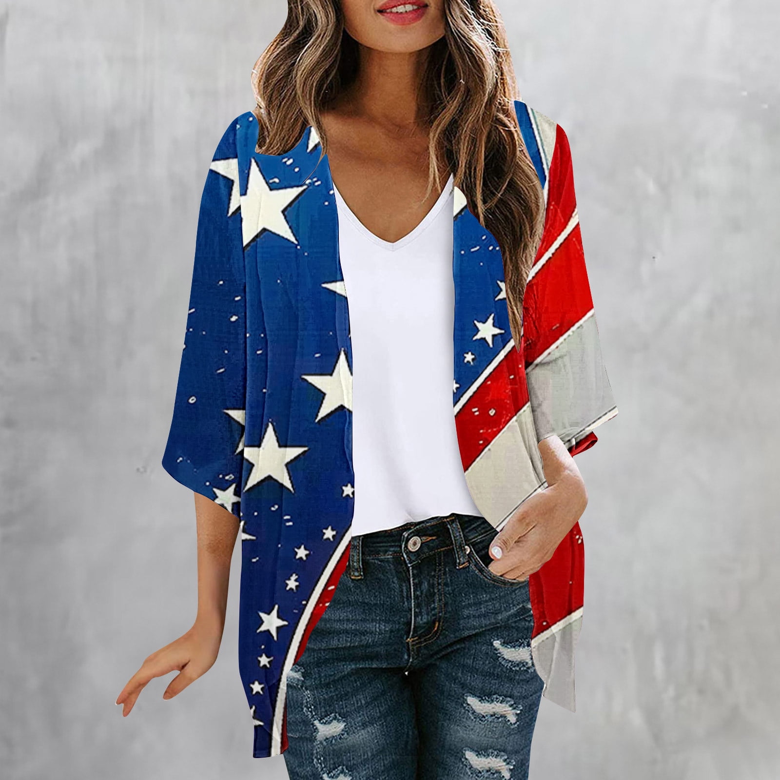 Dolkfu Kimonos for Women Beach Swimsuit Independence Day Cover-up Women ...